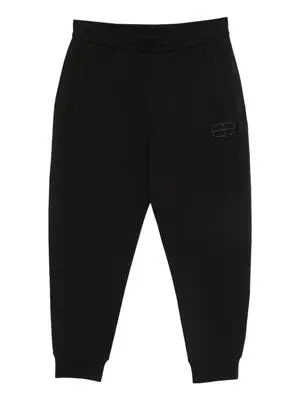 Emporio Armani Logo-embroidered Cuffed Track Pants - Black