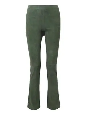 Stouls Paneled Suede Flared Pants - Green