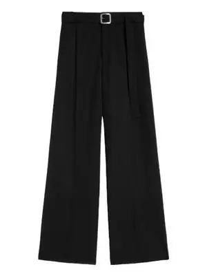 JIL SANDER Gabardine Belted Trousers - Black