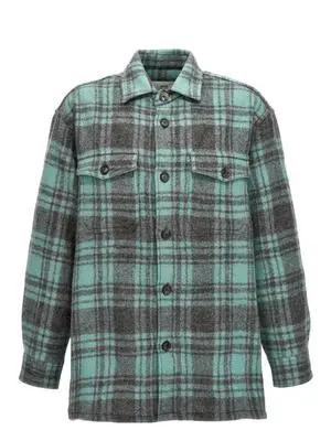 Ami Checked Buttoned-up Overshirt - Green