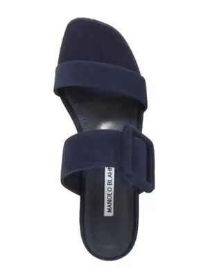 Manolo Blahnik Buckled Suede Sandals - Black