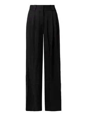 BLAZÉ MILANO Pleated Crepe Straight-leg Pants - Black