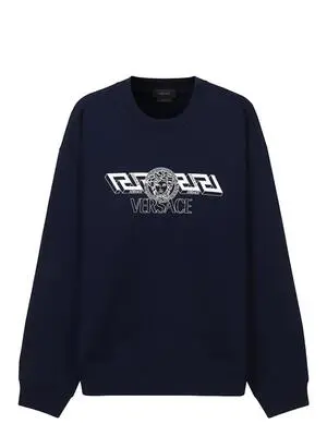 Versace Logo Print Crew Neck Jumper - Black