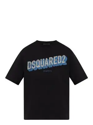 Dsquared2 Logo Printed Crewneck T-shirt - Black