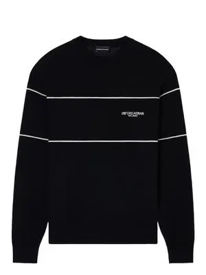 Emporio Armani Virgin Wool Striped Sweater - Black