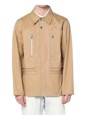 NAMACHEKO Overshirt With Zip And Welt Pockets - Beige