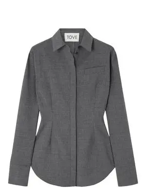 Tove Long Sleeve Shirt With Curved Hem - Gray