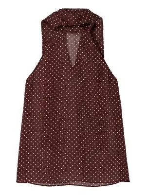 NILI LOTAN Polka Dot Halter Neck Vest - Brown