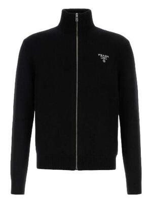 PRADA Prada Logo Embroidered Full-Zip Knitted Cardigan
