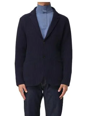 LARDINI Striped Long-sleeved Suit Jacket - Black