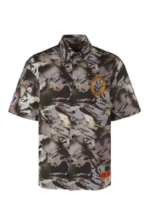 Heron Preston Logo Patch Camouflage Printed Shirt - Gray