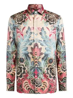 Etro Cotton Shirt With Placed Print - Multicolor