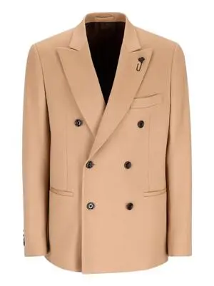 LARDINI Double-breasted Peak-lapel Jacket - Light Brown