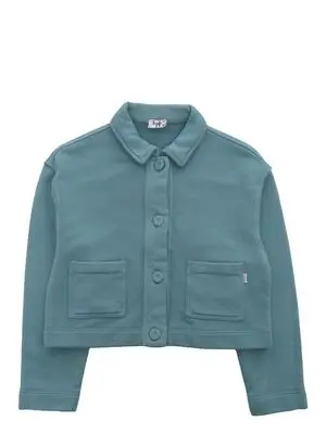 IL GUFO Garment-dyed Fleece Jacket With Lapel And Pockets - Blue