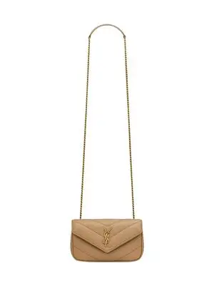 Saint Laurent Loulou Logo Plaque Mini Shoulder Bag - Brown