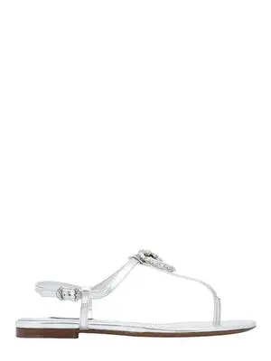 Dolce & Gabbana Metallic Strap Sandals - Silver