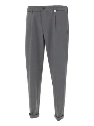 MYTHS Ares Slim-fit Pants With Buttoned Flap Pockets - Grey