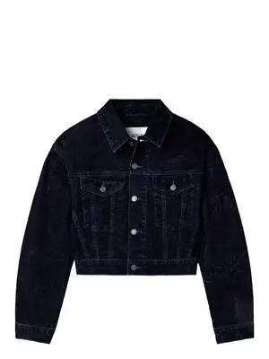 AGOLDE Cropped Cotton-blend Velvet Jacket - Navy