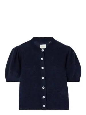 DÔEN DOEN Short Sleeve Button Front Cardigan Navy