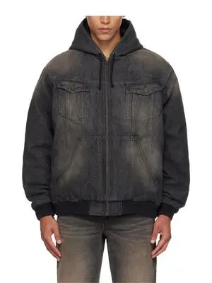 EGONLAB Hooded Denim Jacket - Black