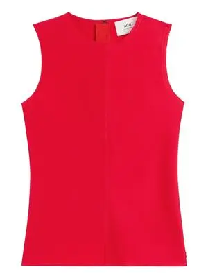 Ami Sleeveless Crewneck Top - Red