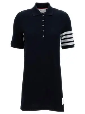 Thom Browne Patch Detail 4-bar Mini Polo Dress - Navy Blue