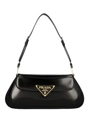Prada Prada Cleo Shoulder Bag With Logo Plaque Black