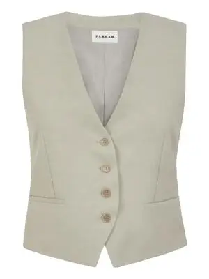 P.a.r.o.s.h Sleeveless Button-up Vest - Stucco