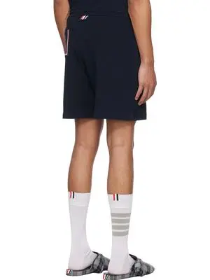 Thom Browne Rwb Stripe-trimmed Drawstring Track Shorts - Navy Blue