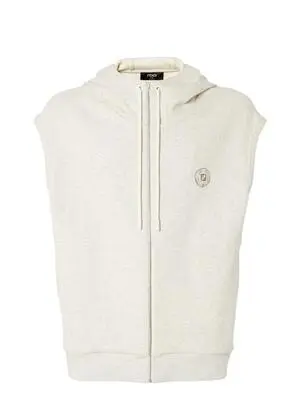 Fendi Oversized Sleeveless Zipped Drawstring Hoodie - Light Gray