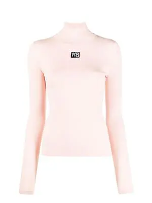 Alexander Wang Alexander Wang Fitted Turtleneck Jumper With Chest Logo Pink