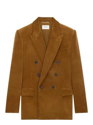 Saint Laurent Double-breasted Corduroy Blazer - Cognac