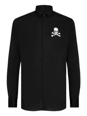 Philipp Plein Skull Logo Long-sleeved Shirt - Black