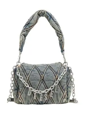 DIESEL® Charm D Quilted Shoulder Bag - Gray