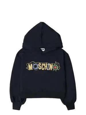 Moschino Print Cotton Hoodie - Black
