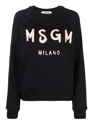 MSGM MSGM Crew Neck Logo Pullover Black