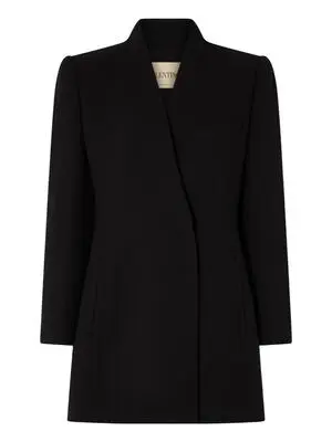 Valentino Garavani Wool Crepe V-neck Long-sleeved Jacket - Black