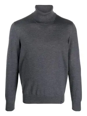 FAY Turtleneck Sweater With Ribbed Trim - Grey