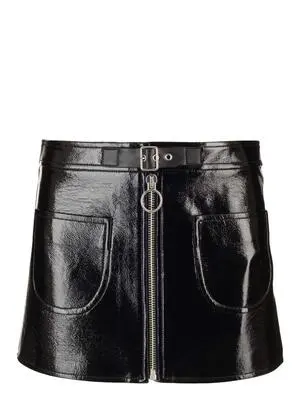 COURREGES Buckled Vinyl Mini Skirt - Black