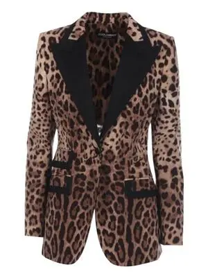 Dolce & Gabbana Leopard Print Blazer - Black