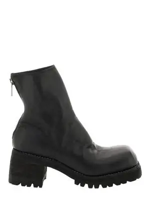 Guidi Square-toed Ankle Boots With Back Zipper - Black