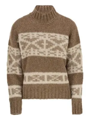 Peserico Geometric High Neck Knitwear - Brown
