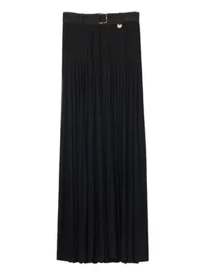 Burberry Pleated Belted Maxi Skirt - Black