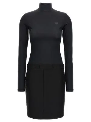 Coperni Hybrid Tailored Dress With High Collar - Black