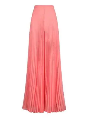 Max Mara Pleated Chiffon Wide Leg Trousers - Pink