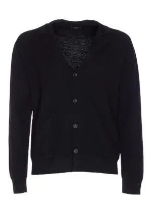 HOSIO V-neck Button-up Cardigan - Black
