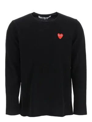 Play Comme Des Garcon Round Neck Long-sleeved Sweater - Black