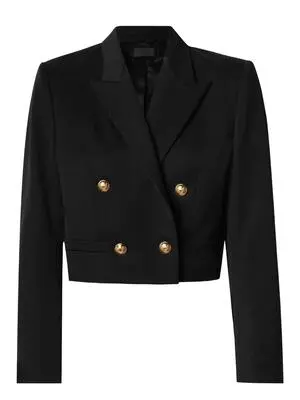 NILI LOTAN Cropped Double-breasted Blazer With Patch Pockets - Black