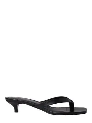 TOTEME Leather Heeled Flip-flop Sandals - Black