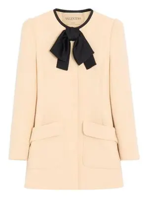 Valentino Garavani Bow Detailed Caban Coat - Birch/black